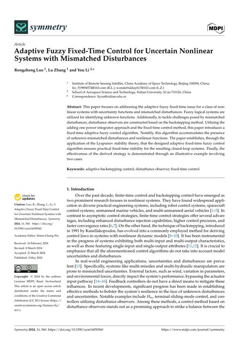 pdf adaptive fuzzy fixed time control for uncertain nonlinear systems