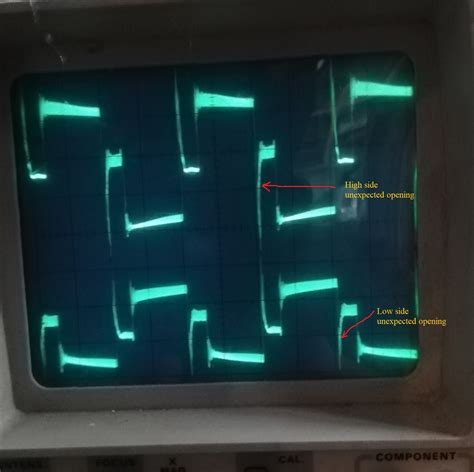 Mosfet Driver Half Bridge Oscillogram Spikes Possible Shoot Through