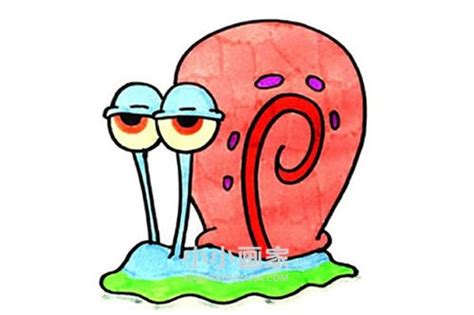 海绵宝宝小蜗简笔画画法图片步骤 狸猫故事网