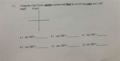 Solved 5 Using The Unit Circle Sketch A Picture And Find Chegg Com