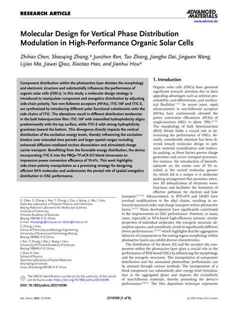 Molecular Design For Vertical Phase Distribution Modulation In High