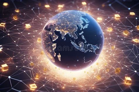 3d Render Representation Of Earth With Big Data Stock Illustration