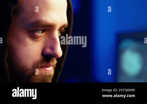 Malicious Man Hacking Stealing Credit Card Numbers And Manipulating