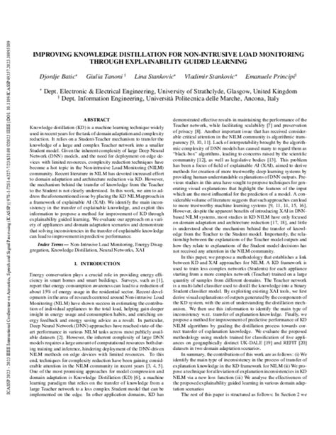 Pdf Improving Knowledge Distillation For Non Intrusive Load Monitoring Through Explainability