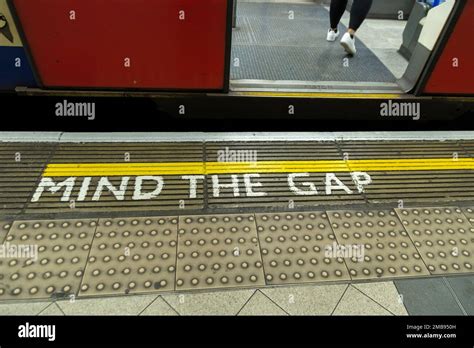 Mind The Gap Sign On The London Underground Warning Sign On Platform