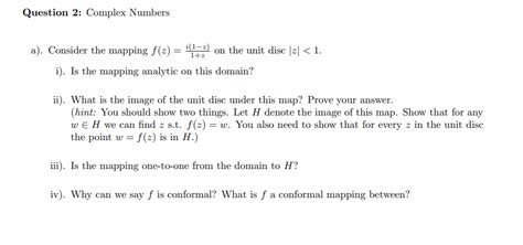 Solved Question Complex Numbers A Consider The Chegg