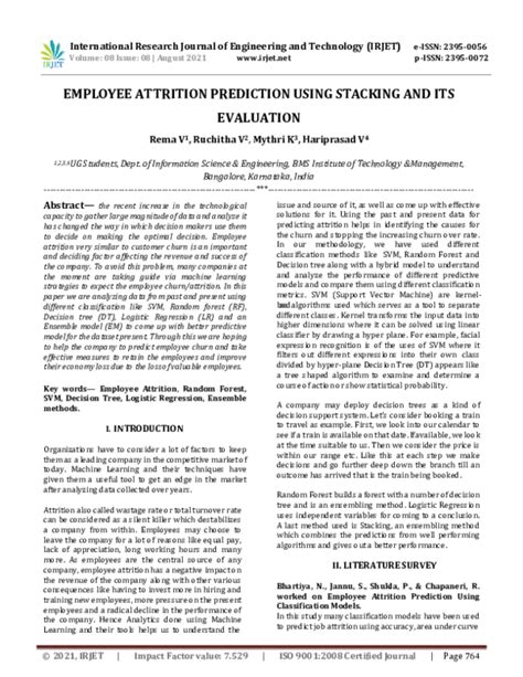 Pdf Employee Attrition Prediction Using Stacking And Its Evaluation