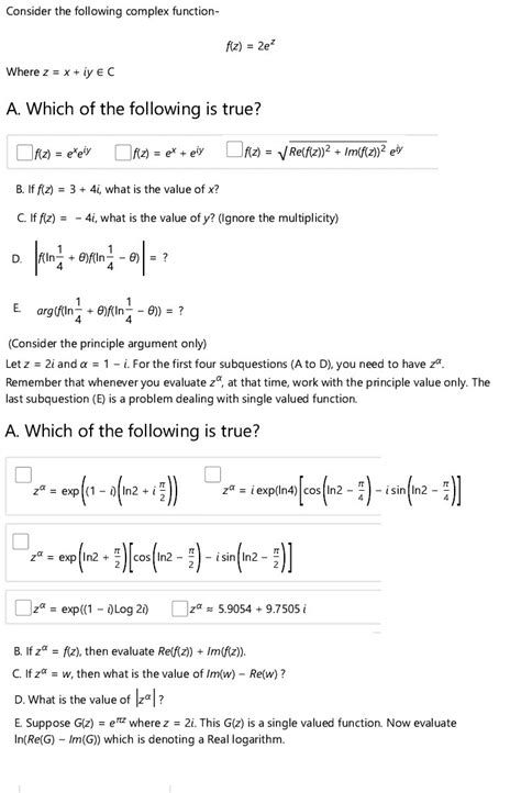 solved consider the following complex function f z 2e