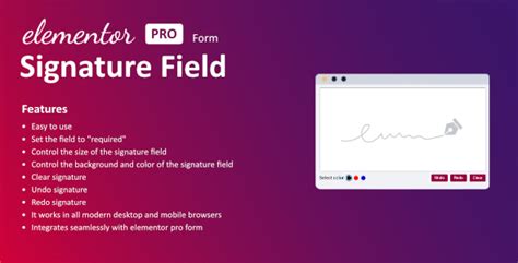 Signature Field For Elementor Form By Hulkplugins Codecanyon