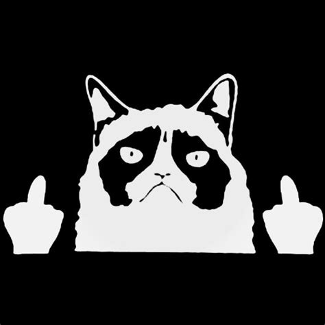 Grumpy Cat Flipping Off Decal Sticker