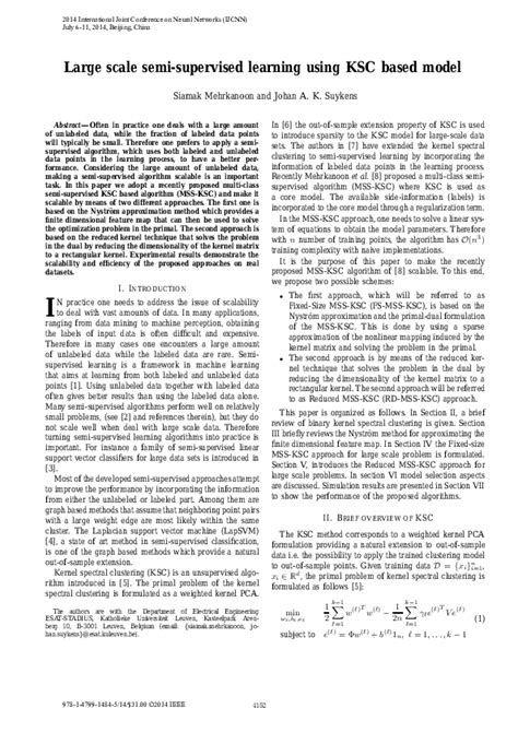 Pdf Large Scale Semi Supervised Learning Using Ksc Based Model Siamak Mehrkanoon