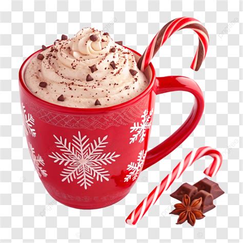 레드 축제 머그 스노우 플레이크 패턴 핫 초콜릿 휘핑 크림 크리스마스 음료 붉은 축제 머그잔 눈꽃 머그잔 뜨거운 초콜릿 Png 일러스트 및 이미지 에 대한 무료