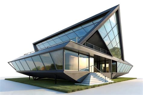 Futuristic Angular House With Glass Facade And Unique Design Premium Futuristic Angular House With Glass Facade And Unique Design Premium