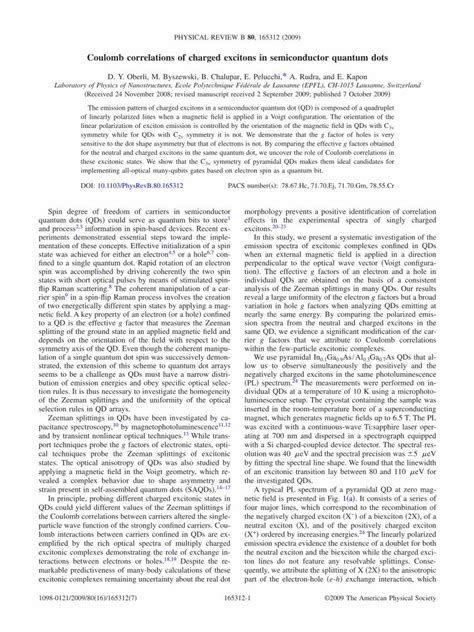 Pdf Coulomb Correlations Of Charged Excitons In Semiconductor Quantum