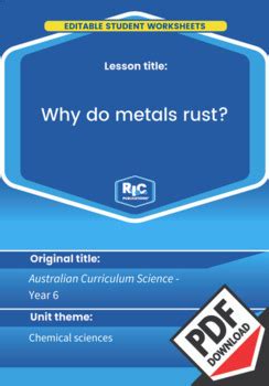 Science Why Do Metals Rust By RIC Publications TPT