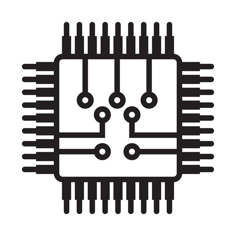 Computer Chip Or Electronic Circuit Board Line Art Icon For Apps And Websites 26734929 Vector