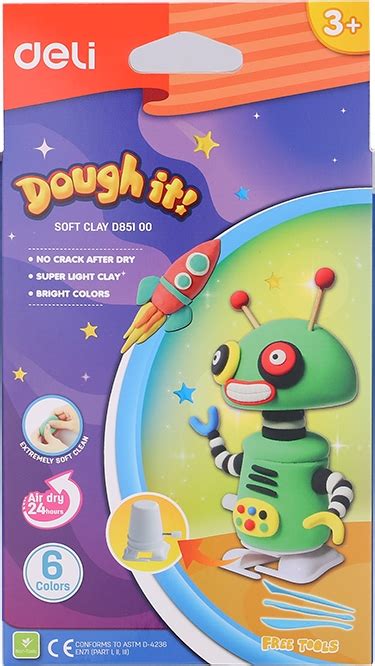 საძერწი ცომის ასაწყობი მექანიკური რობოტი Deli 6 ფერი · საკანცელარიო