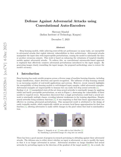 Pdf Defense Against Adversarial Attacks Using Convolutional Auto Encoders