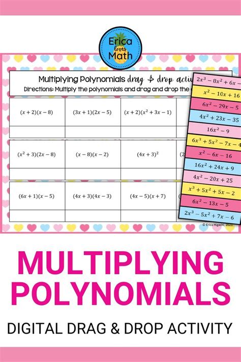 multiplying polynomials digital activity drag and drop love math