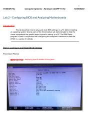 Configuring Bios And Analyzing Motherboards Hands On Guide Course Hero