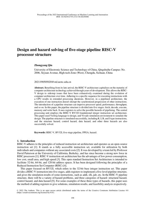 Pdf Design And Hazard Solving Of Five Stage Pipeline Risc V Processor
