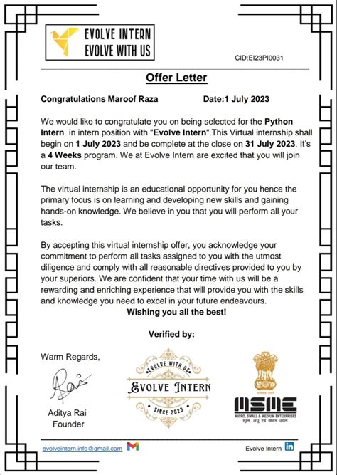 Maroof Raza On Linkedin Python Evolveintern Python Internship Intern