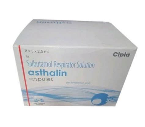 Salbutamol Respirator Solution Asthalin Respules For Inhalation Only 8 X 5 X 2 5 Ml Box Pack At