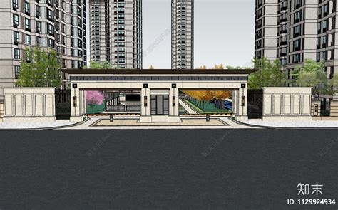 新中式住宅小区建筑su模型下载【id1129924934】知末su模型网