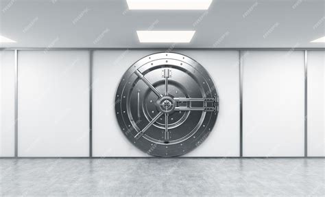 Premium Photo 3d Rendering Of A Big Locked Round Metal Safe In A Bank