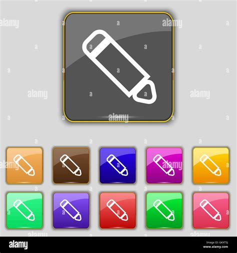 Pen Icon Sign Set With Eleven Colored Buttons For Your Site Vector Stock Vector Image And Art