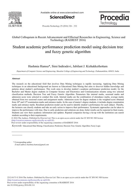 Pdf Student Academic Performance Prediction Model Using Decision Tree