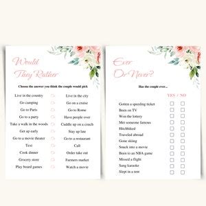 Printable Same Sex Wedding Shower Games Floral Theme Download Etsy