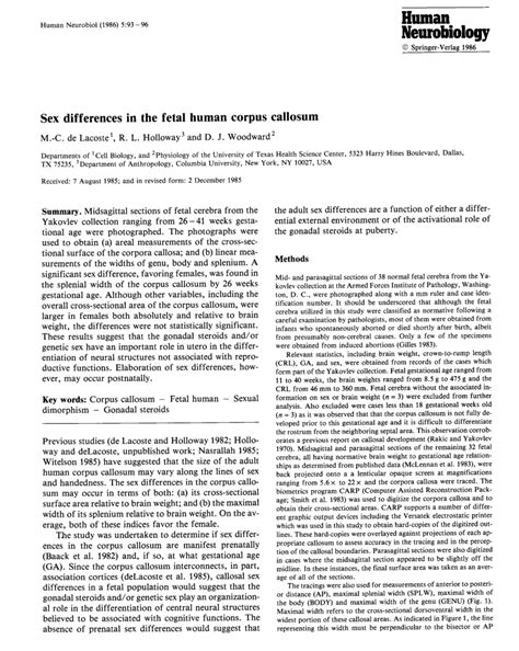 Pdf Sex Difference In The Fetal Human Corpus Callosum