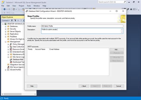 how to setup database mail in sql server ssms
