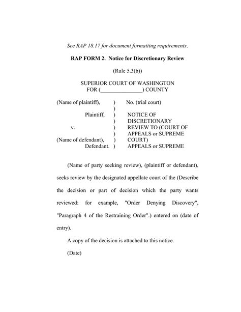 Rap Form 2 Download Printable Pdf Or Fill Online Notice For