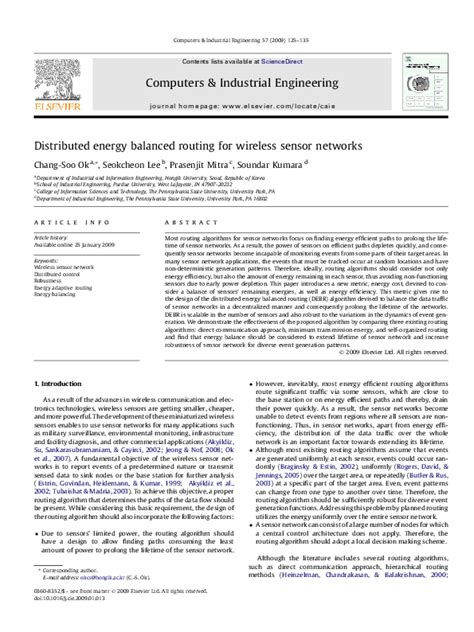 Pdf Distributed Energy Balanced Routing For Wireless Sensor Networks