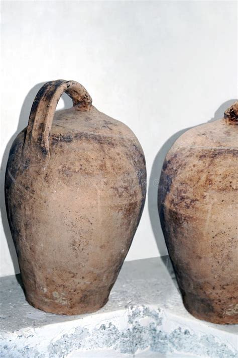 Two Ancient Clay Amphorae Roman Style Stock Image Image Of Storage Exhibition 280910037