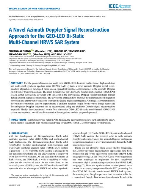Pdf A Novel Azimuth Doppler Signal Reconstruction Approach For The