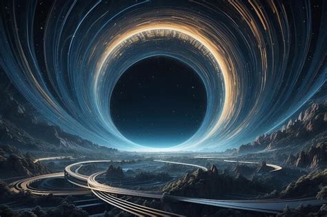 Premium Ai Image Temporal Distortion Surreal Merge Of Light Streaks And Binary Code In Spacetime