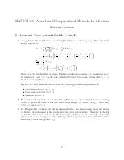 Homework Solution Pdf MATSCI Atom Based Computational Methods For Materials Homework