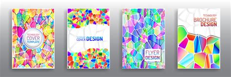 빈티지 스타일의 여러 가지 빛깔의 모자이크 비즈니스 레이아웃 미래 브로셔 전단지 프레젠테이션 현대 개념 브로셔 또는 커버를 위한 벡터 템플릿입니다 유리에서 기하학적 추상화