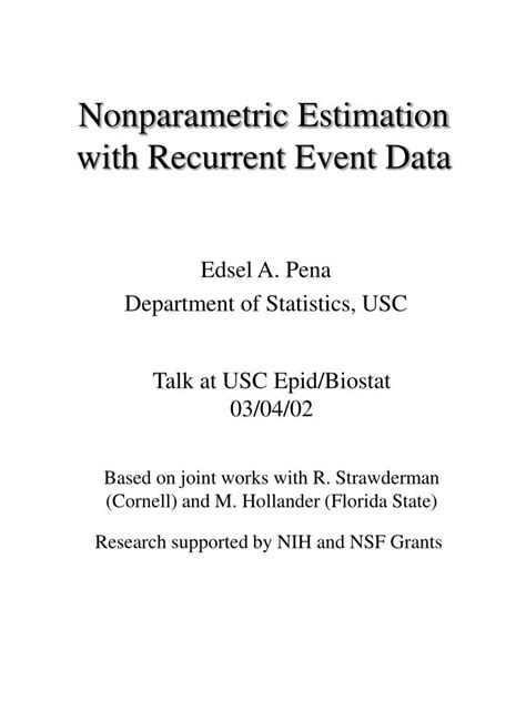 Ppt Nonparametric Estimation With Recurrent Event Data Powerpoint Presentation Id