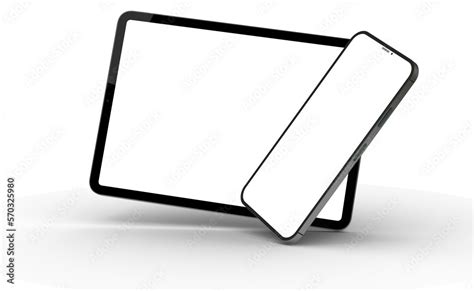 Blank Screen Realistic Tablet Frame Rotated Position Side View Top View The Tablet Is At