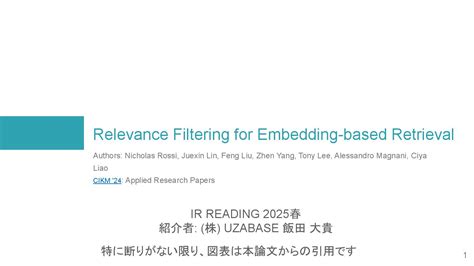 Relevance Filtering For Embedding Based Retrieval Speaker Deck