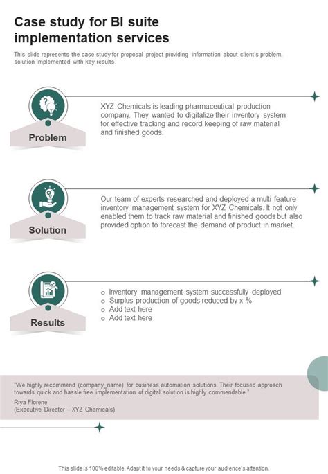 Case Study For Bi Suite Implementation One Pager Sample Example