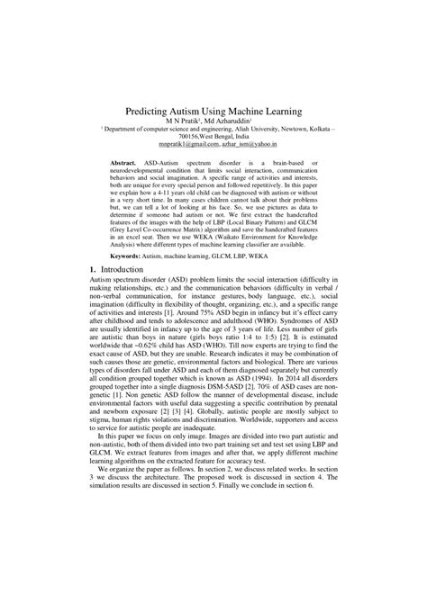 Pdf Predicting Autism Using Machine Learning