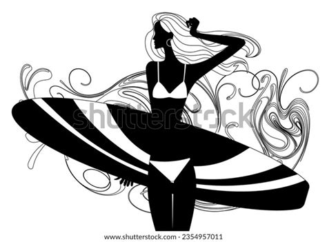 Black Silhouette Girl White Bathing Suit Stock Vector Royalty Free 2354957011 Shutterstock