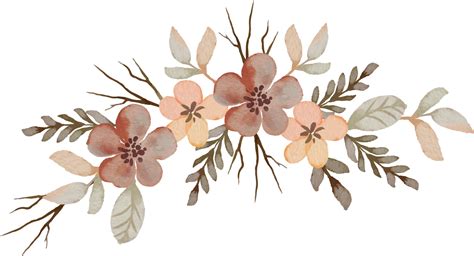 Elegant Vintage Watercolor Flower Arrangement 19636184 Png