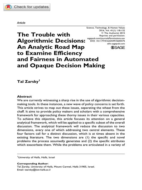 The Trouble With Algorithmic Decisions An Analytic Road Map To Examine