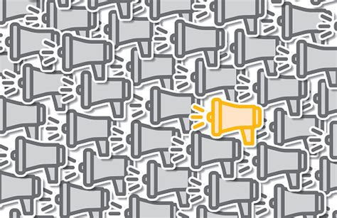 긍정적 인 사고 방식 동기 부여 메시지 공공 스피커 메가 폰 생활 코치 개념 개념에 대한 스톡 벡터 아트 및 기타 이미지 개념 개성 개념 군중 Istock